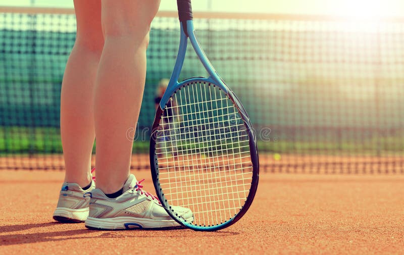 Tennis player with racket stock photo. Image of court - 94600842