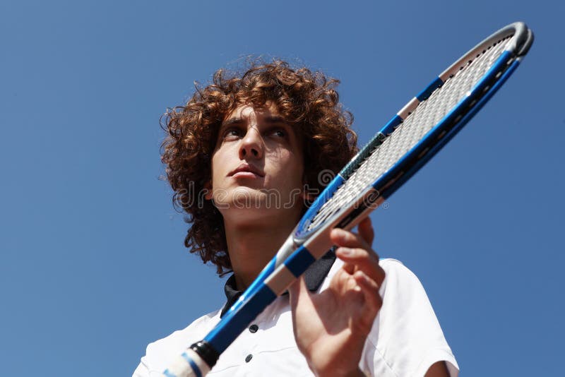 Tennis Player with Racket during a Match Game Stock Image - Image of ...