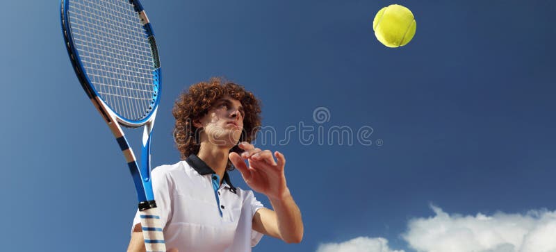 Tennis Player with Racket during a Match Game Stock Photo - Image of ...
