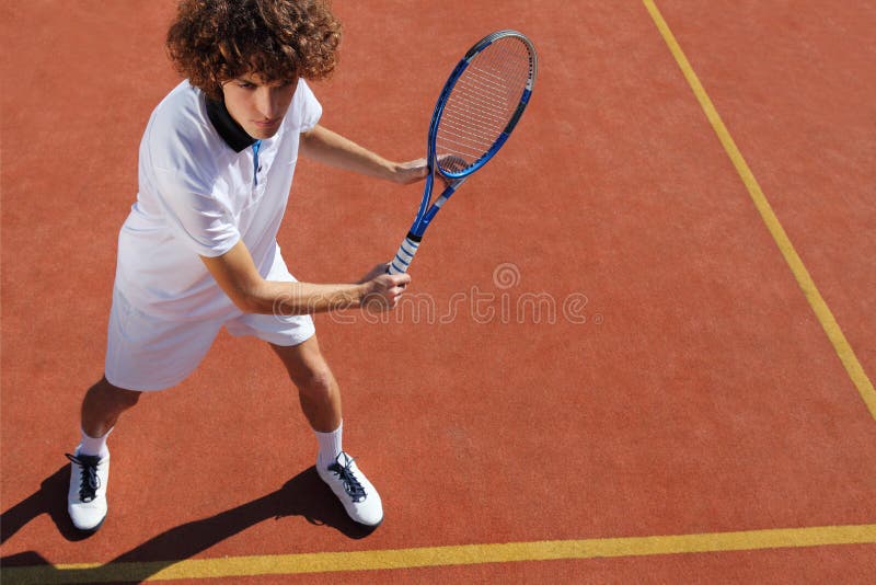 Tennis Player with Racket during a Match Game Stock Image - Image of ...