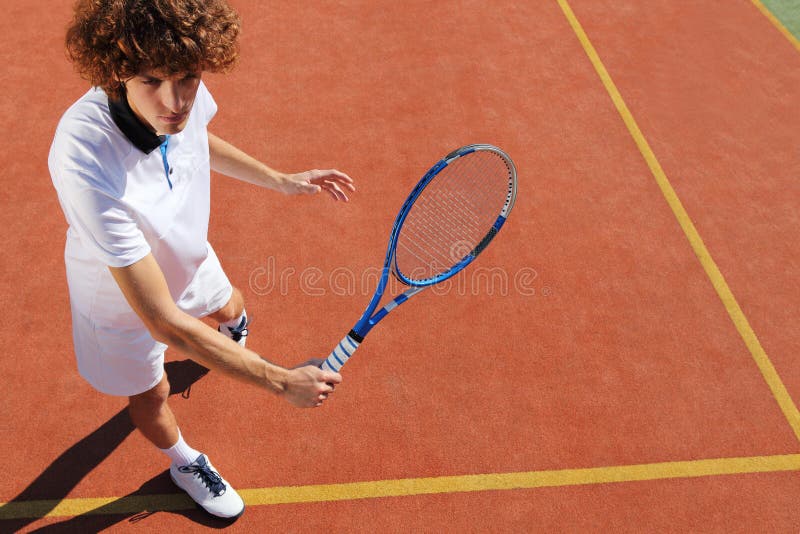 Tennis Player with Racket during a Match Game Stock Photo - Image of ...
