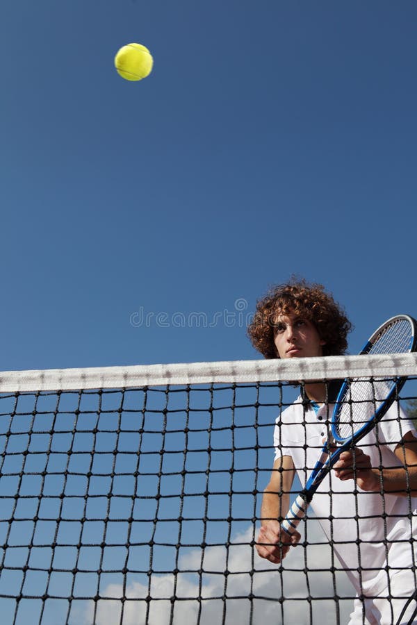 Tennis Player with Racket during a Match Game Stock Photo - Image of ...