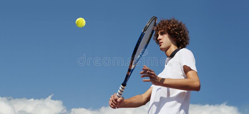 Tennis Player with Racket during a Match Game Stock Photo - Image of ...