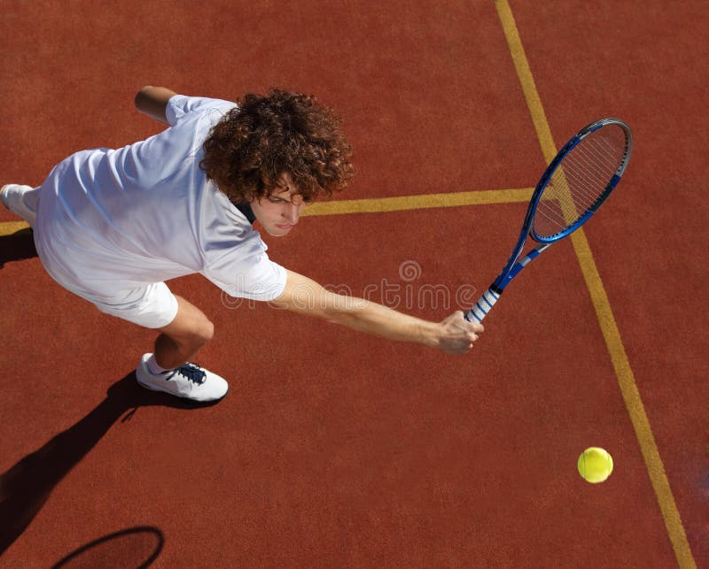 Tennis Player with Racket during a Match Game Stock Photo - Image of ...