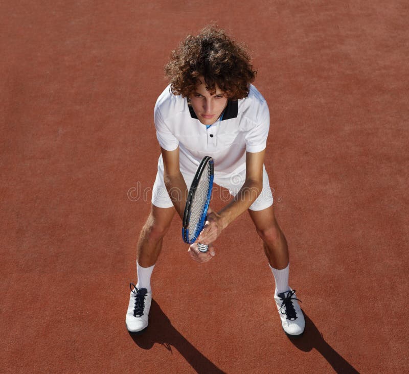 Tennis Player with Racket during a Match Game Stock Image - Image of ...