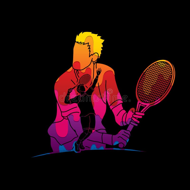 Tennis Doubles Cartoon