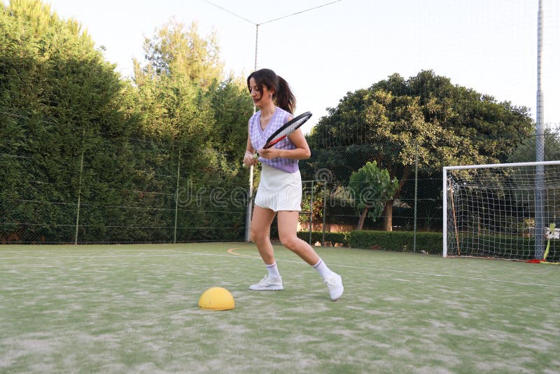 Sprinting and Moving with the Racket for Training Stock Photo - Image ...