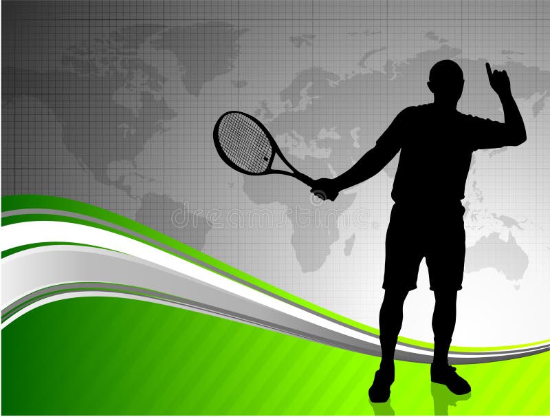 Tennis Player with World Map Stock Illustration - Illustration of ...