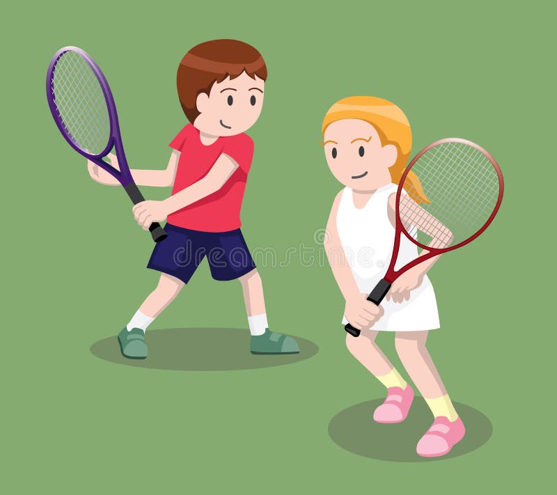 Tennis Pose Cartoon stock vector. Illustration of forehand - 60899860