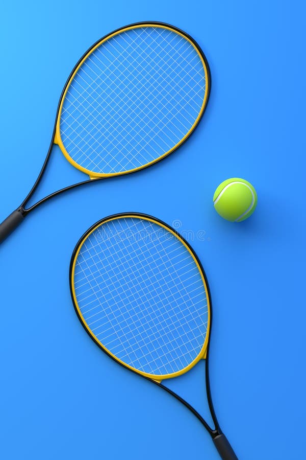 Tennis Racket with Tennis Ball on a Blue Background Stock Illustration ...