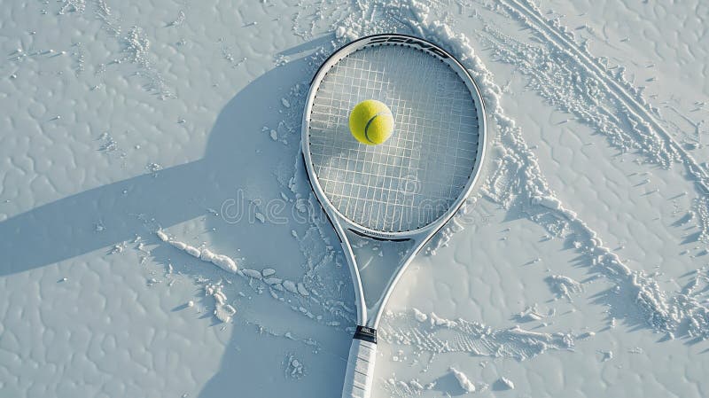 Tennis Racket and Tennis Ball on Tennis Court Stock Image - Image of ...