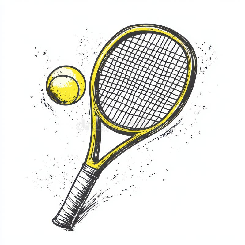 Tennis Racket and Ball Dynamic Design Yellow Black White Stock ...
