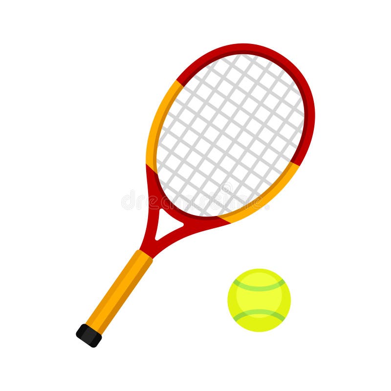 Tennis Racket with Ball. Flat Style Vector Illustration. Stock Vector ...