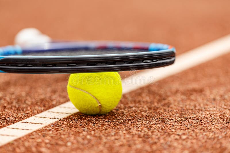 Tennis racket and ball stock photo. Image of clay, sports - 122425444