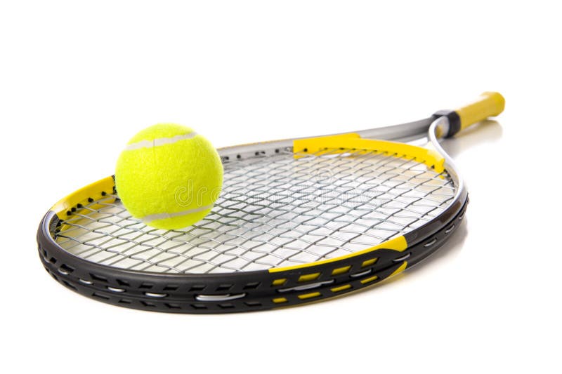 Tennis Racket and Ball on Court Stock Image - Image of black, felt: 7648527
