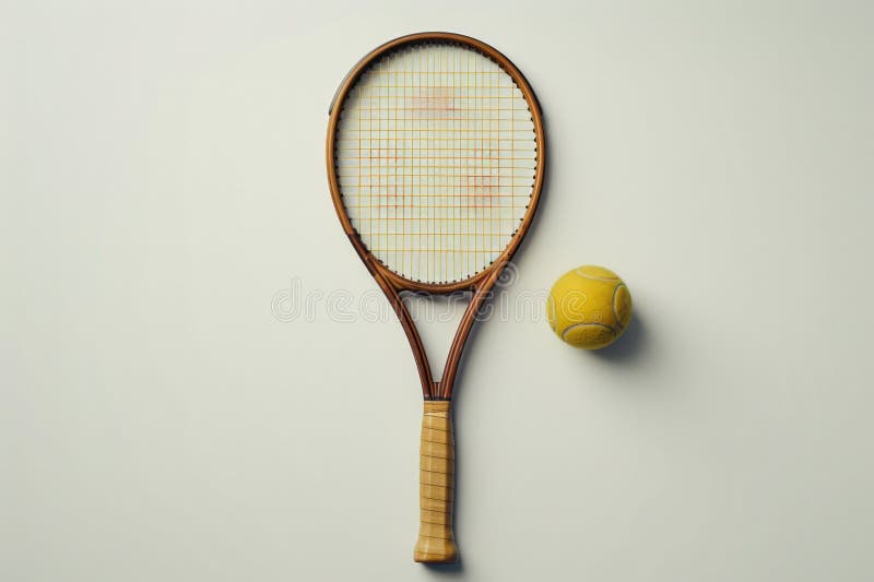 A Tennis Racket and Ball on a White Surface, Ready for Play Stock Image ...