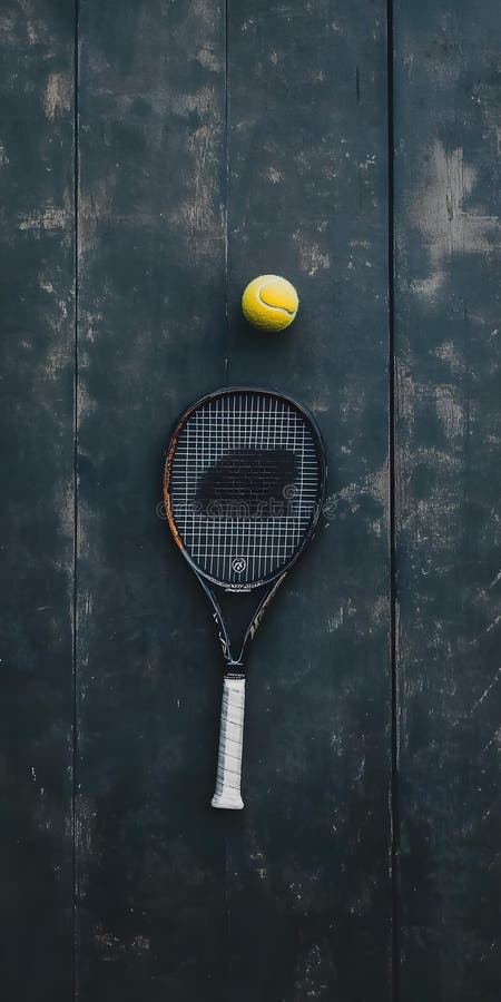 Tennis Racket and Ball on Wooden Surface Stock Illustration ...