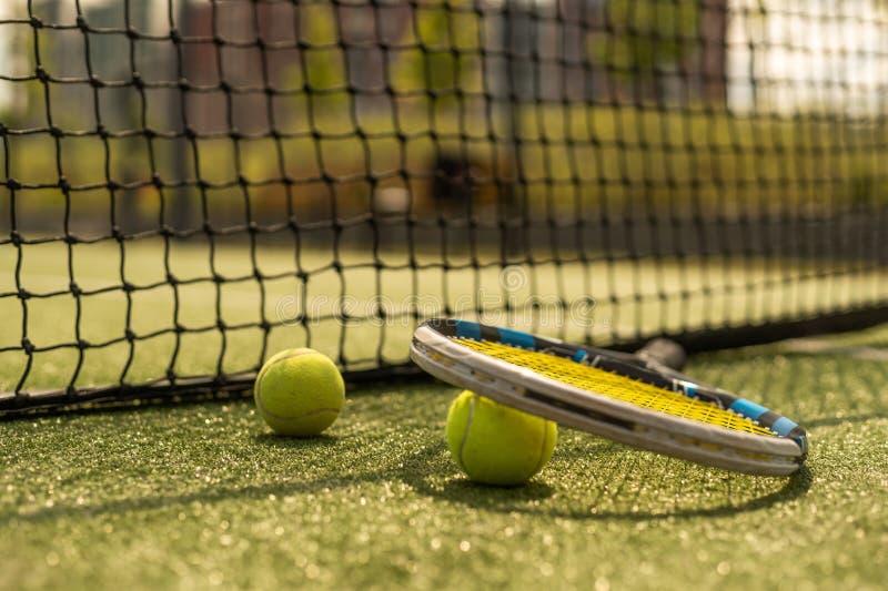 Tennis Racket and Balls, Flat Lay. Space for Text Stock Image - Image ...