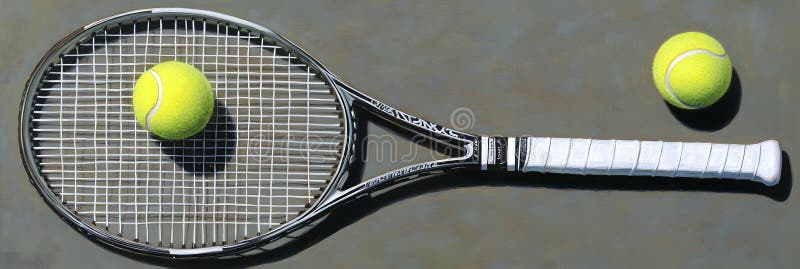 Tennis Racket and Balls on Surface Stock Illustration - Illustration of ...