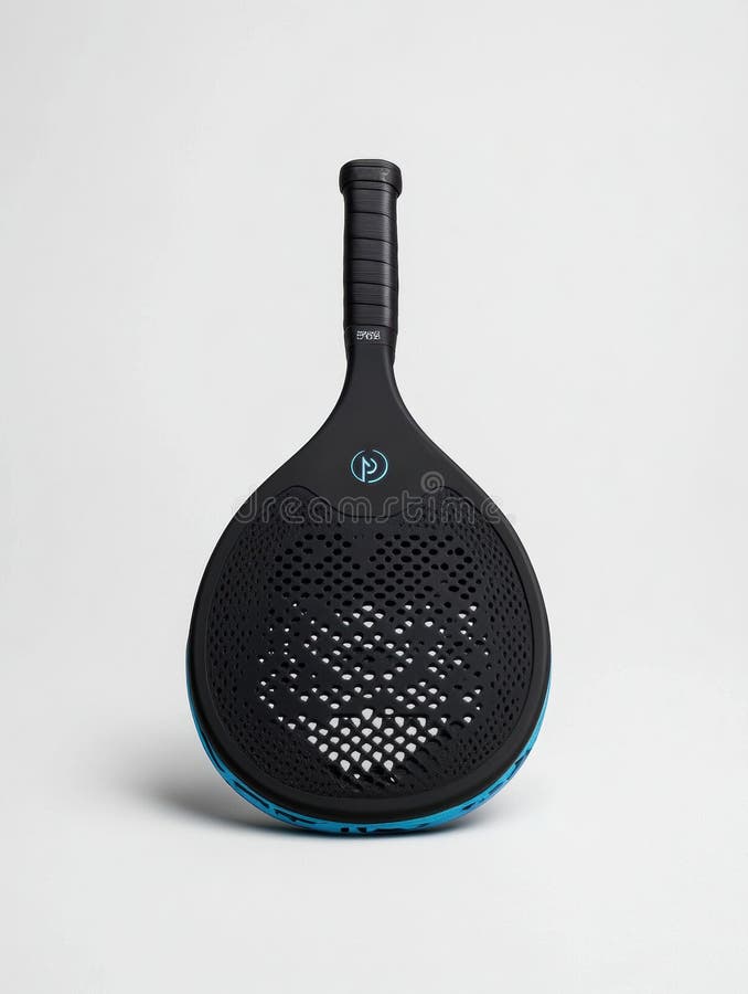 A Tennis Racket with a Blue and Black Design Stock Illustration ...