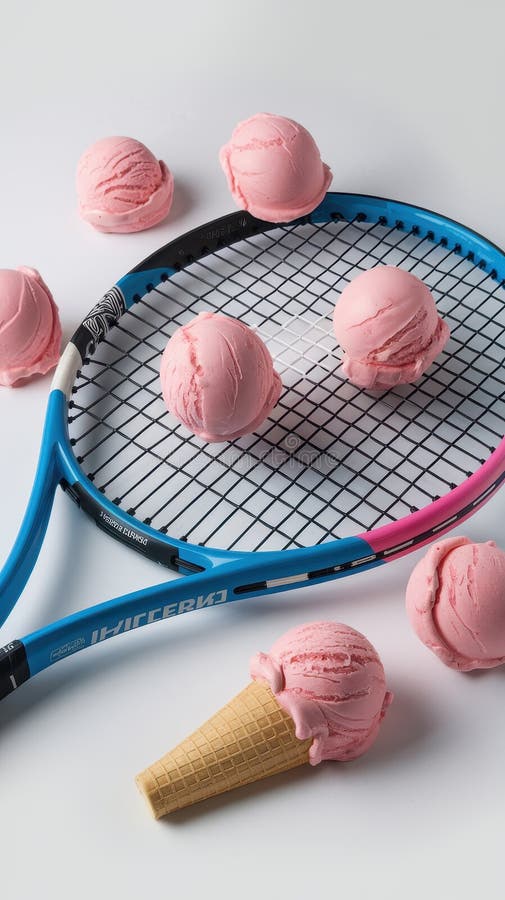 Tennis Racket with a Blue and Pink Handle and a Pink and Blue Head ...