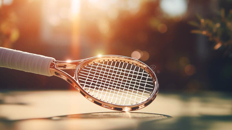 Tennis Racket in the Tennis Court. Banner with Place for Text Stock ...