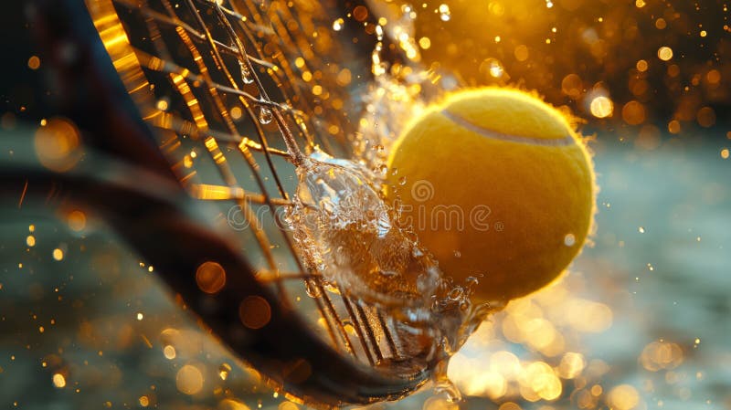 Tennis Racket Hitting the Ball Stock Illustration - Illustration of ...