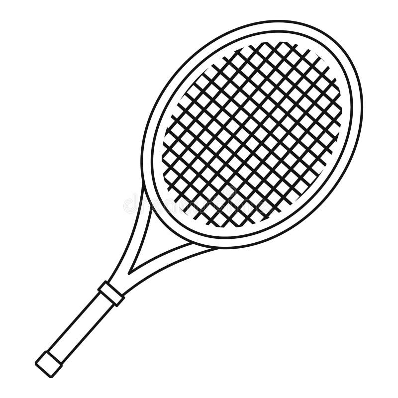 Tennis Racket Icon, Outline Style Stock Illustration - Illustration of ...