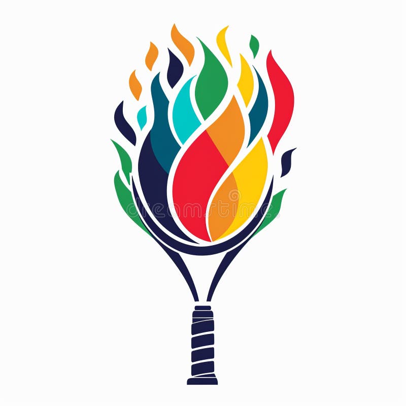 Tennis Racket with Olympic Fire. Racket in the Form of an Olympic Torch ...
