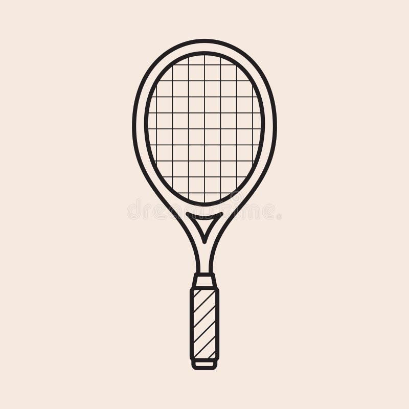 Tennis Racket Outline Iconic Vector Line Art Stock Vector ...