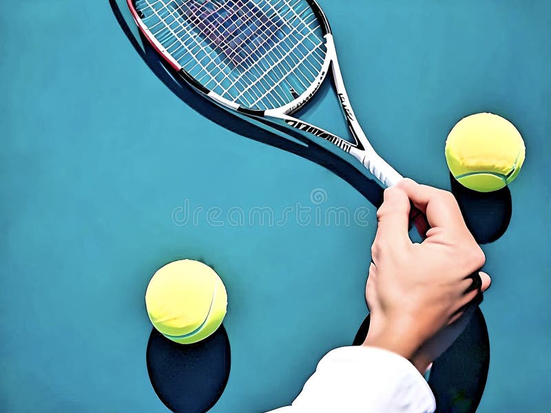 Tennis Racket in the Player S Hand Stock Illustration - Illustration of ...