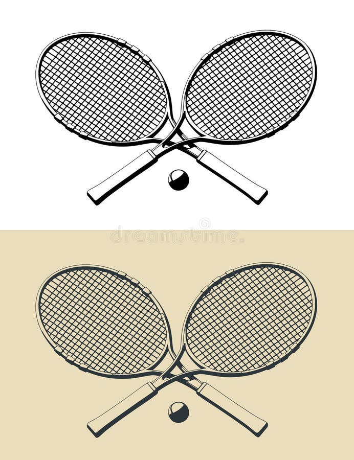 Tennis Rackets and Ball Illustrations Stock Vector - Illustration of ...