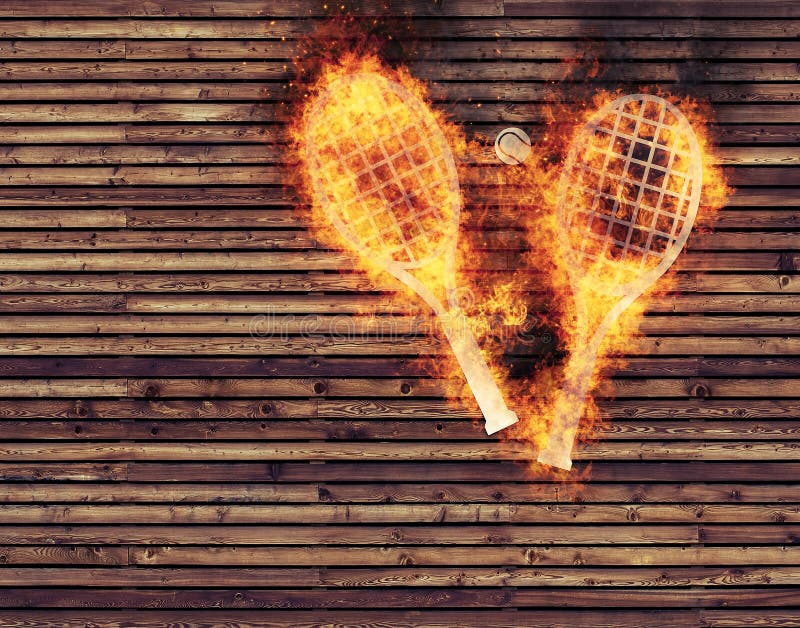 Tennis racket in fire stock illustration. Illustration of action - 24043898
