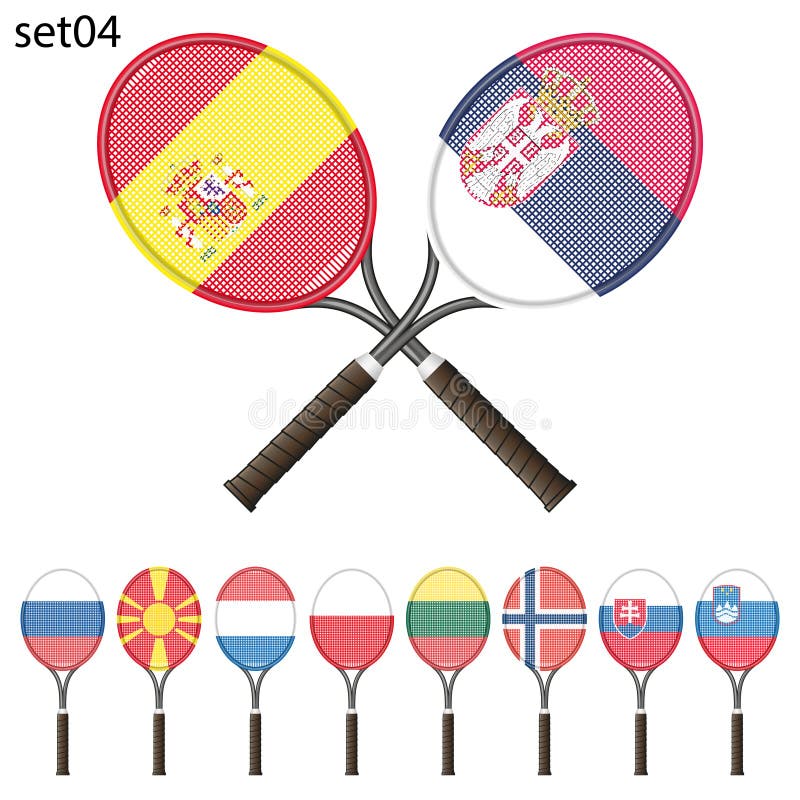 Tennis rackets and flags stock vector. Illustration of macedonia - 61047411