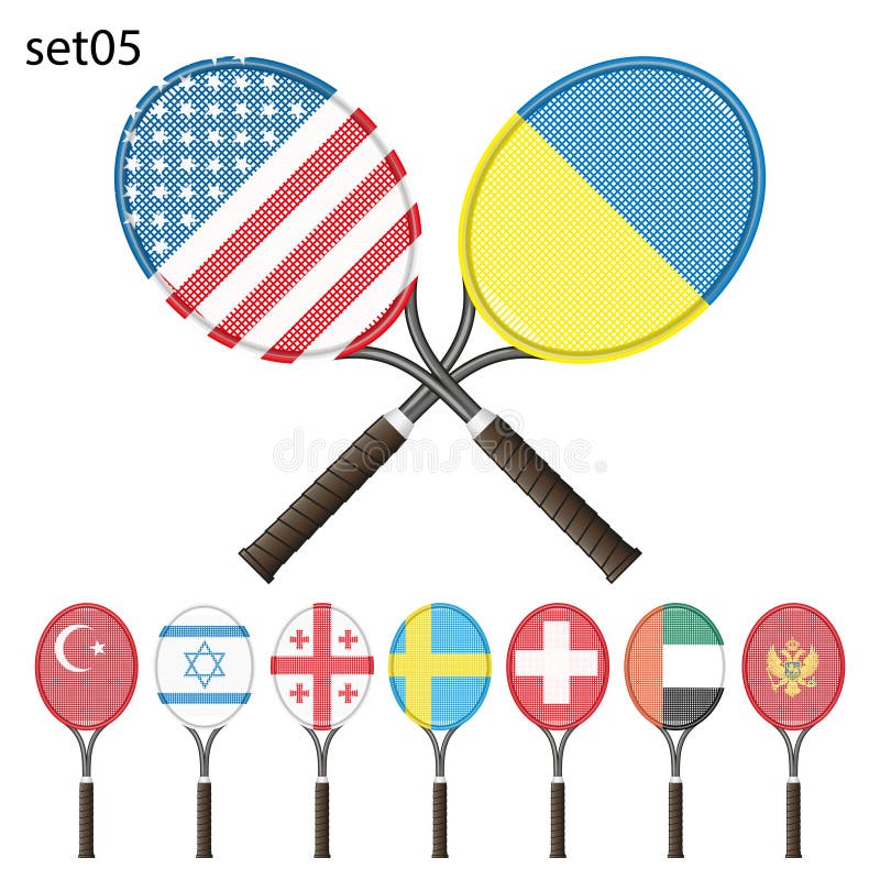 Tennis rackets and flags stock vector. Illustration of match - 61048905