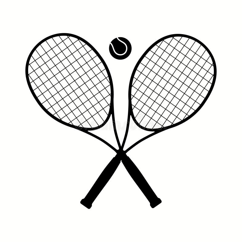Tennis Racquet Cross Flat Icon on White Background Stock Vector ...
