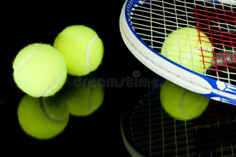 Tennis Racquets And 3 Balls Stock Image - Image of exercise, yellow ...