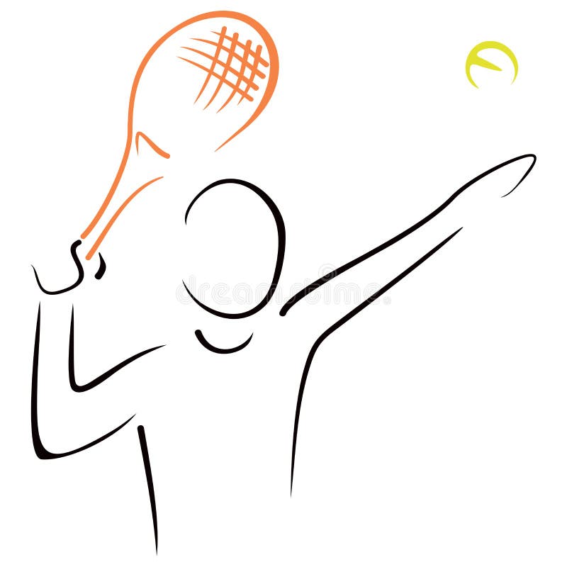 Tennis Player Silhouette Serving Ball Stock Vector - Illustration of ...