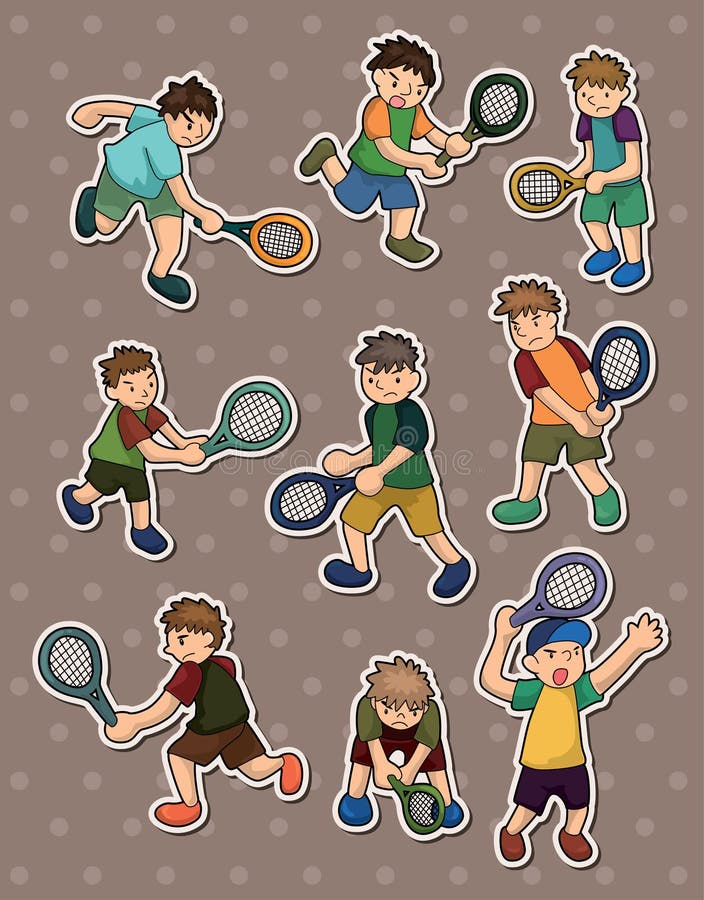 Tennis stickers stock vector. Illustration of game, cartoon - 24800217