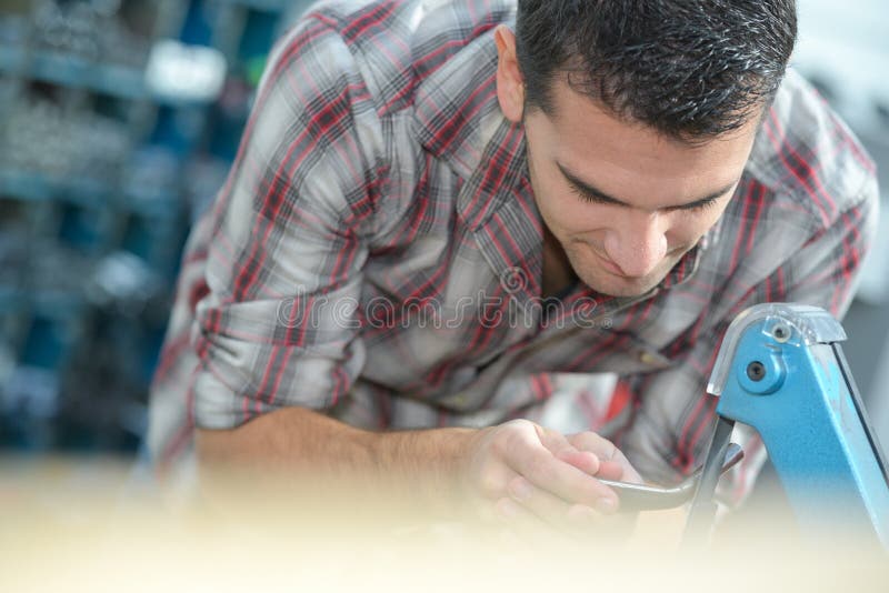 Tennis Stringer Hands Doing Racket Stringing in Workshop Stock Image ...