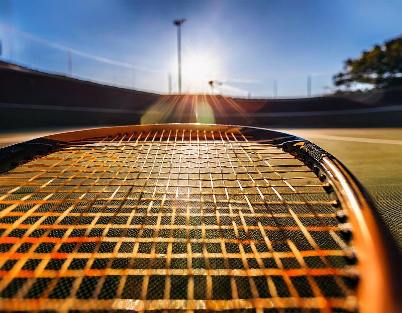 Tennis Strings in Sharp Detail with the Sun Shining through the Racket ...