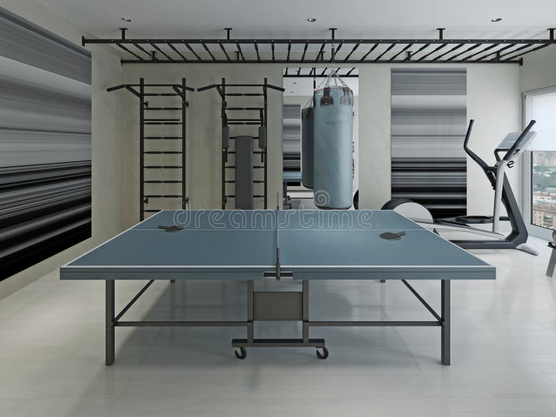 Tennis table in the gym stock image. Image of athletic - 56453161