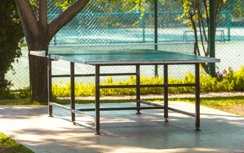Tennis Table in Nature. Sport Stock Photo - Image of grass, pingpong ...