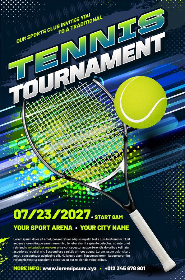 Tennis Tournament Poster Template with Racket and Ball Stock Vector ...