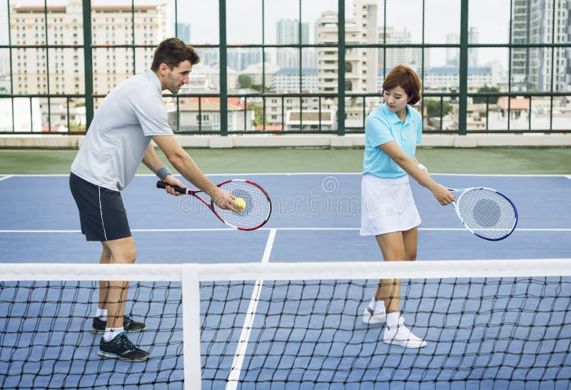Tennis Training Coaching Exercise Athlete Active Concept Stock Image ...