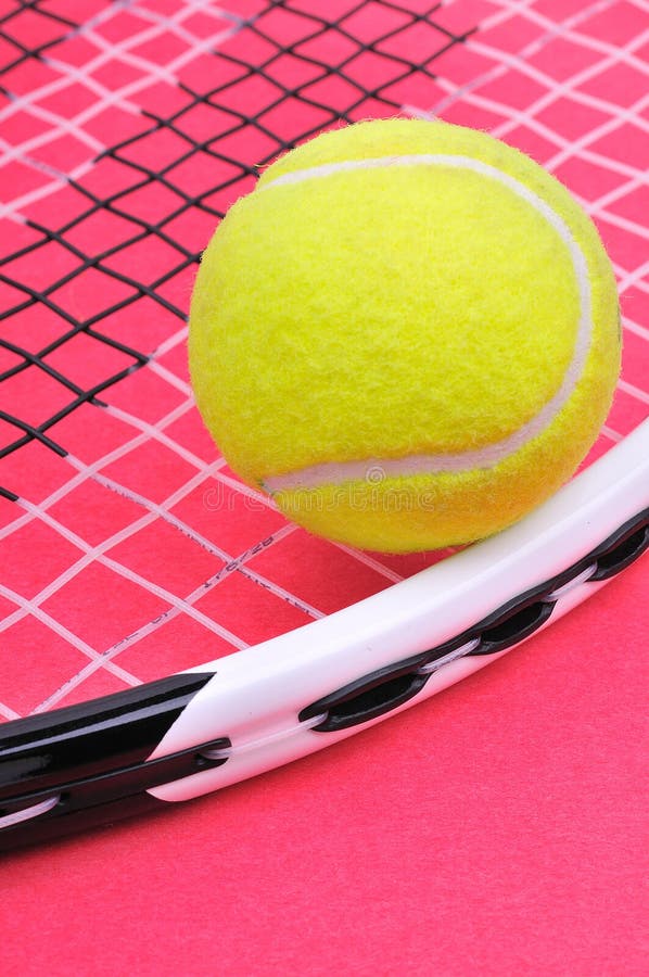 Tennis Ball on Racket Strings Stock Image - Image of close, closeup ...
