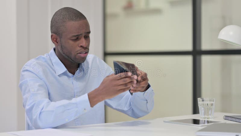 Tense African Man Checking Empty Wallet Stock Image - Image of ...