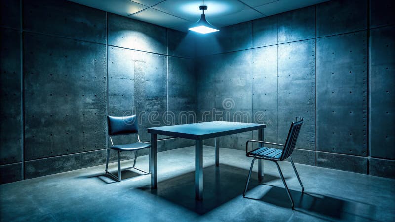 A Tense Interrogation Scene Single Overhead Light Illuminates a ...