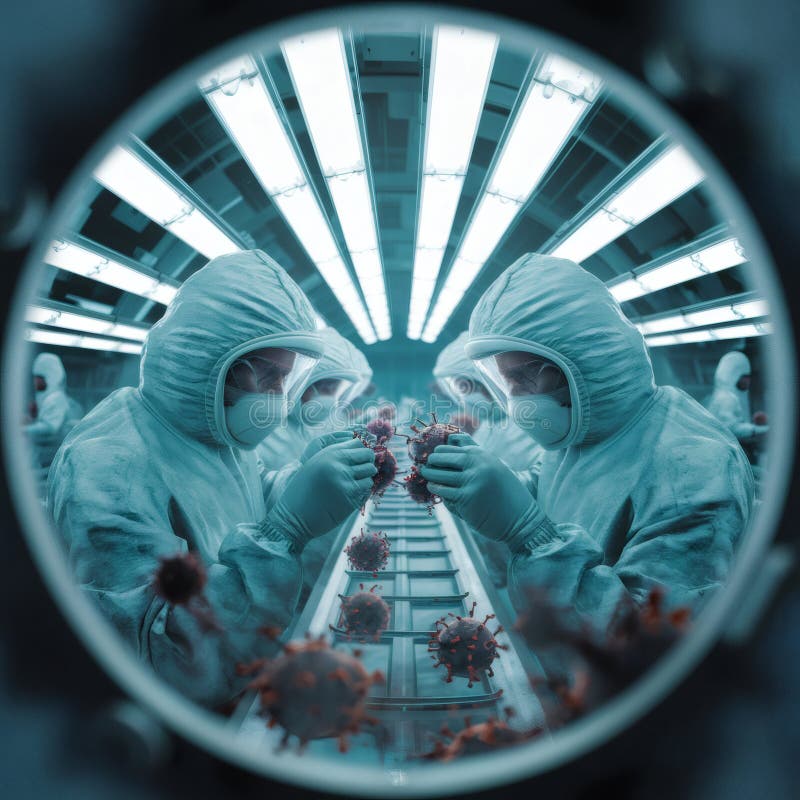 A Tense Laboratory Setting with Scientists in Hazmat Suits Examining ...