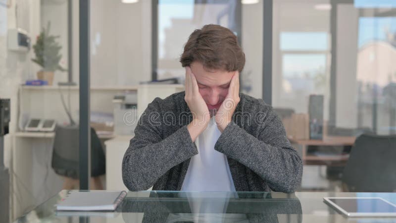 Tense Middle Aged Man with Migraine Feeling Bad Stock Video - Video of ...